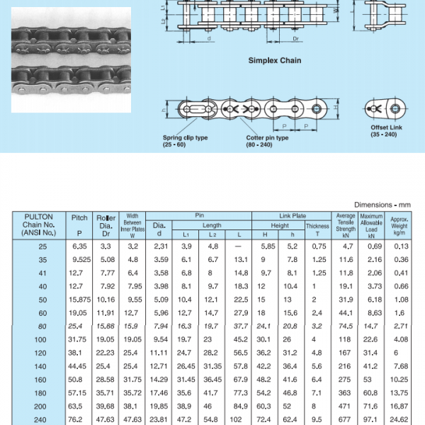 ANSI Roller Chain Simplex Duplex Triplex | Made in Japan | High Quality ...